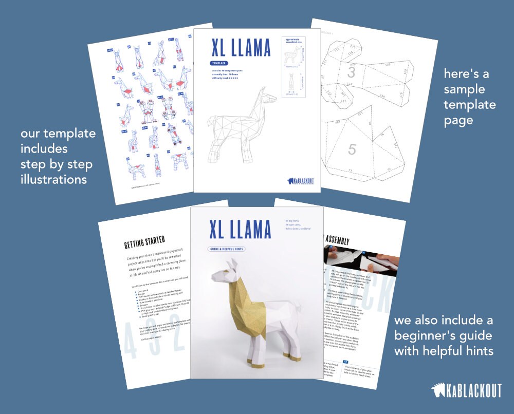 XL Llama Papercraft Template, PDF Printable Llama Pattern, DIY Low Poly ...