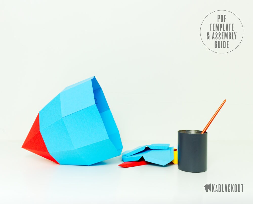 XL Rocket Template, 3D Papercraft Rocket, Low Poly Rocket, DIY Paper ...