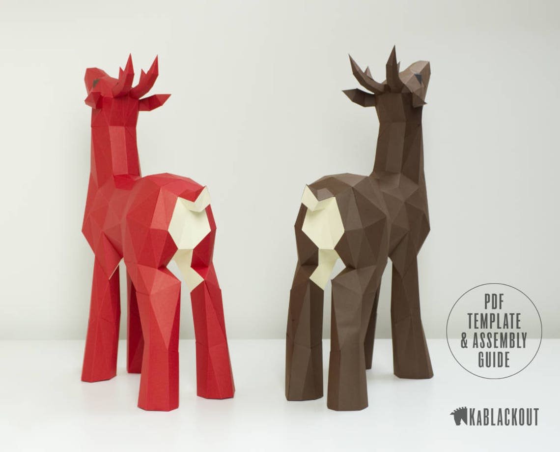 Deer Papercraft Papercraft Deer DIY Deer Low Poly Deer - Etsy UK