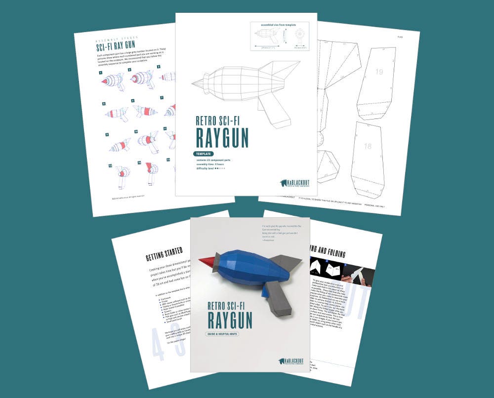Raygun Papercraft, Low Poly Retro Raygun, Steampunk Raygun, Space Gun ...