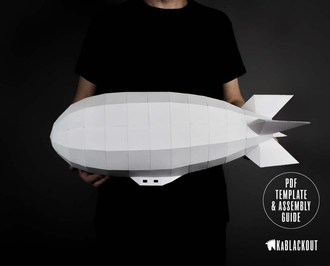Low Poly Airship, Steampunk Airship, Airship Papercraft, Paper Model ...