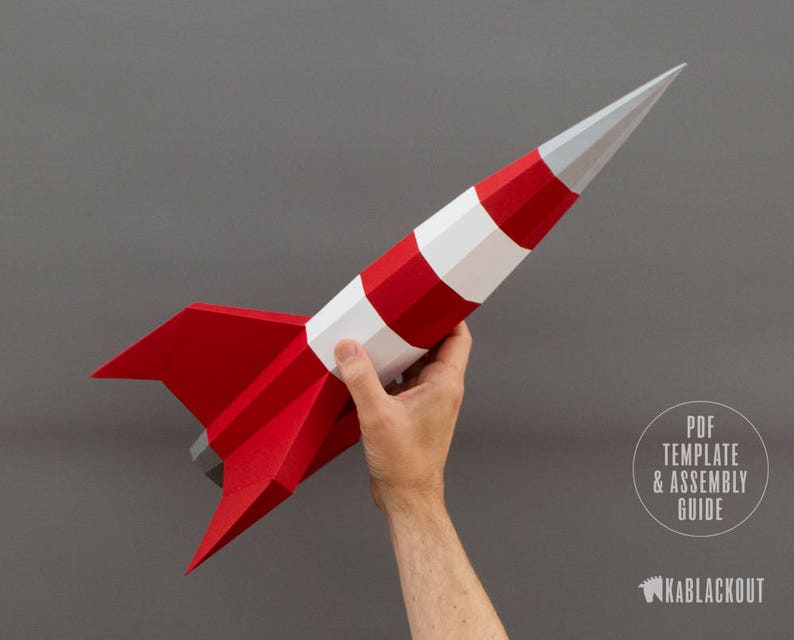 Papercraft Rocket Template DIY Rocket Low Poly Rocket 3D | Etsy