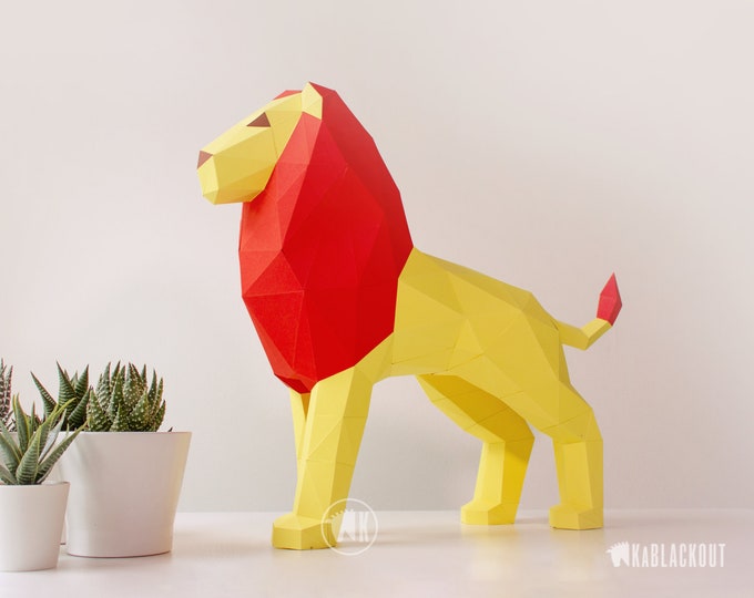 Lion, Papercraft, 3D Paper Model, Animal, Zoo, Paper Craft, Template ...