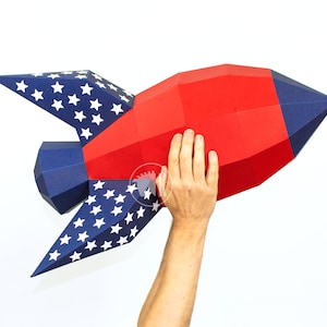 XL Rocket Template, 3D Papercraft Rocket, Low Poly Rocket, DIY Paper ...