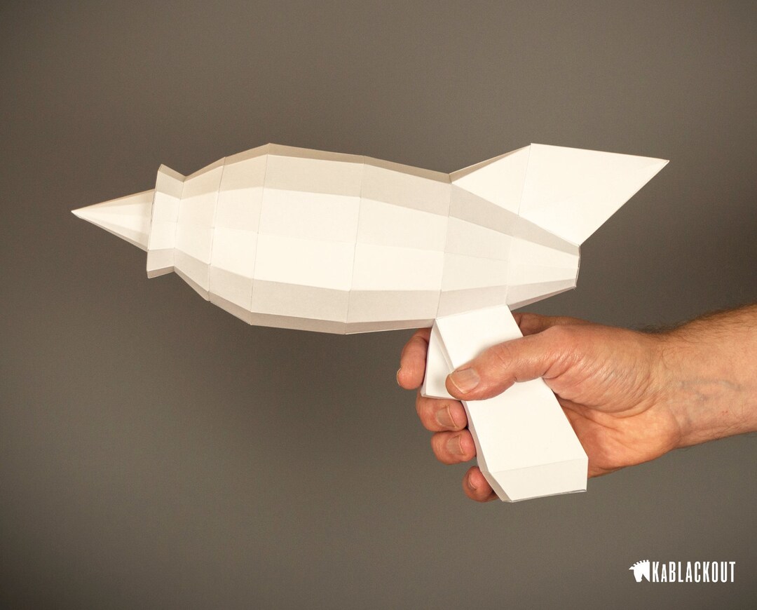 Raygun Papercraft, Low Poly Retro Raygun, Steampunk Raygun, Space Gun ...