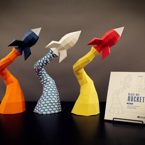 Low Poly Papercraft Rocket | Paper Rocket Desk Decor | Paper Craft ...