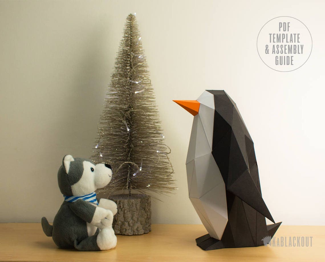 Penguin Papercraft Template DIY Paper Penguin Low Poly - Etsy UK