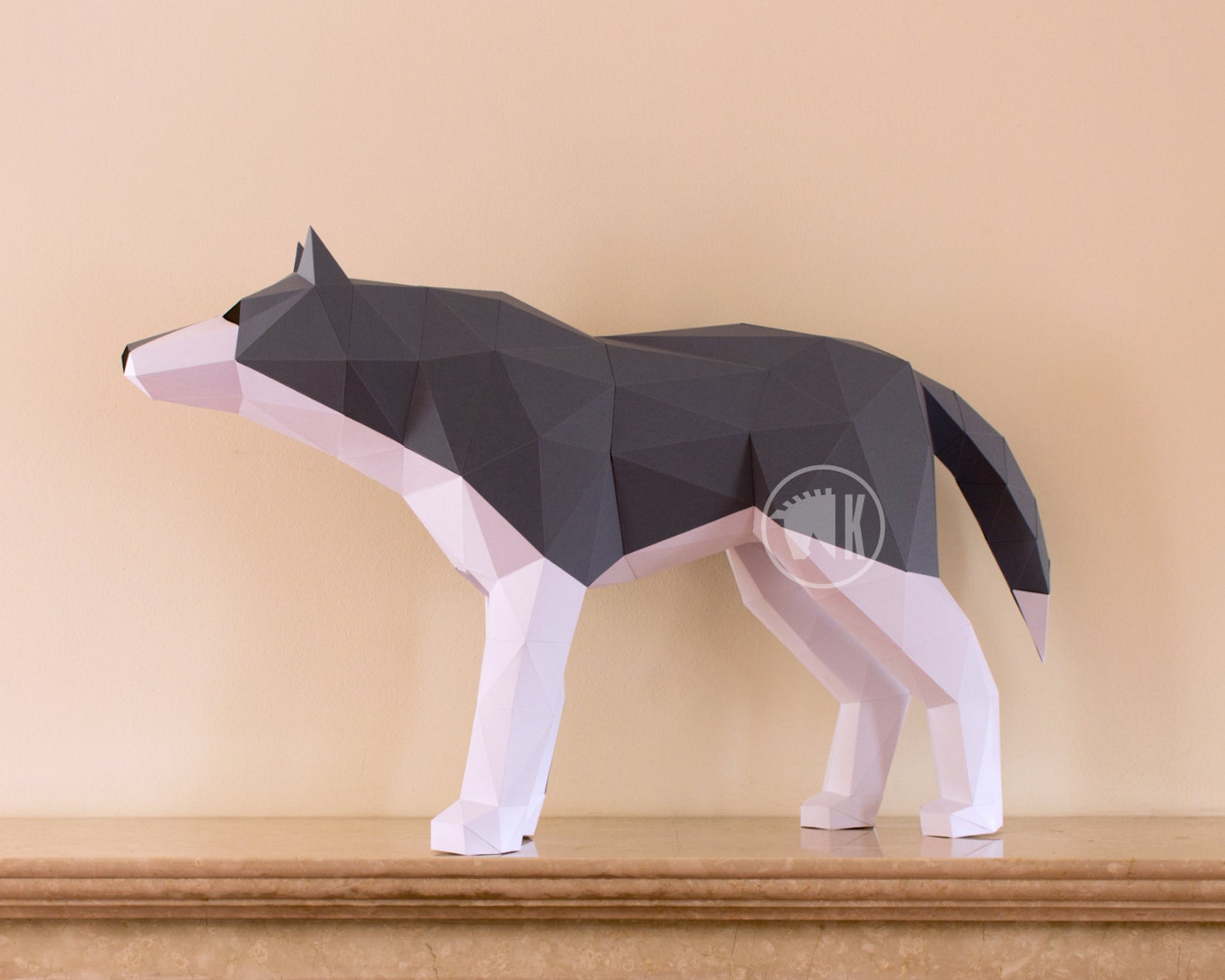 Wolf Papercraft Template DIY Wolf Pattern Low Poly Wolf | Etsy