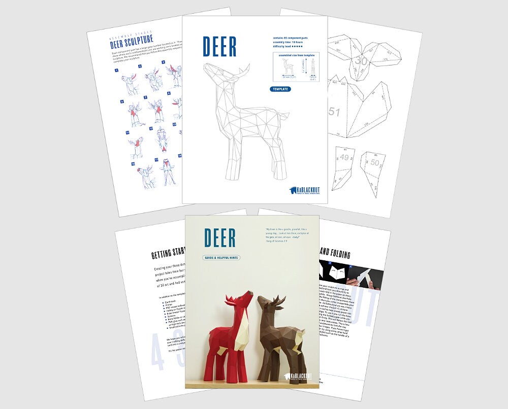Deer Papercraft Bundle Papercraft Deer Templates Papercraft | Etsy Canada