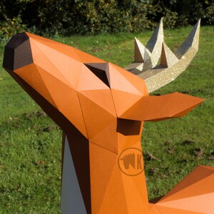 Deer Papercraft Template, Printable PDF Reindeer Pattern, Low Poly ...