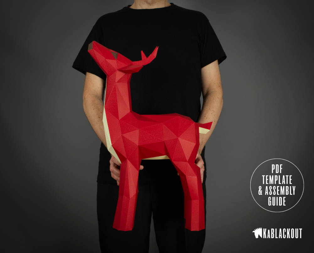 Deer Papercraft , Papercraft Deer, DIY Deer, Low Poly Deer, Deer ...
