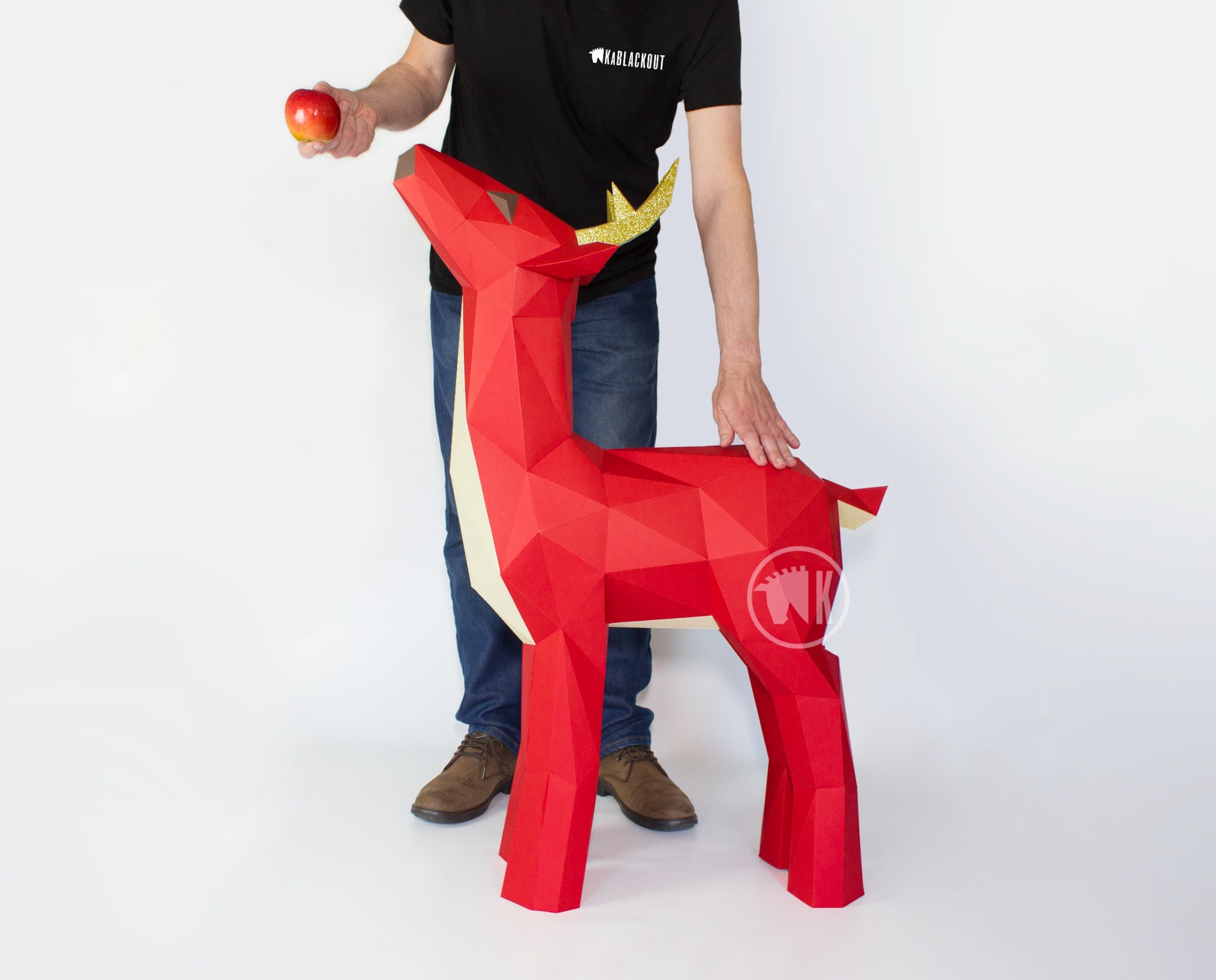 Deer Papercraft Template, Printable PDF Reindeer Pattern, Low Poly ...