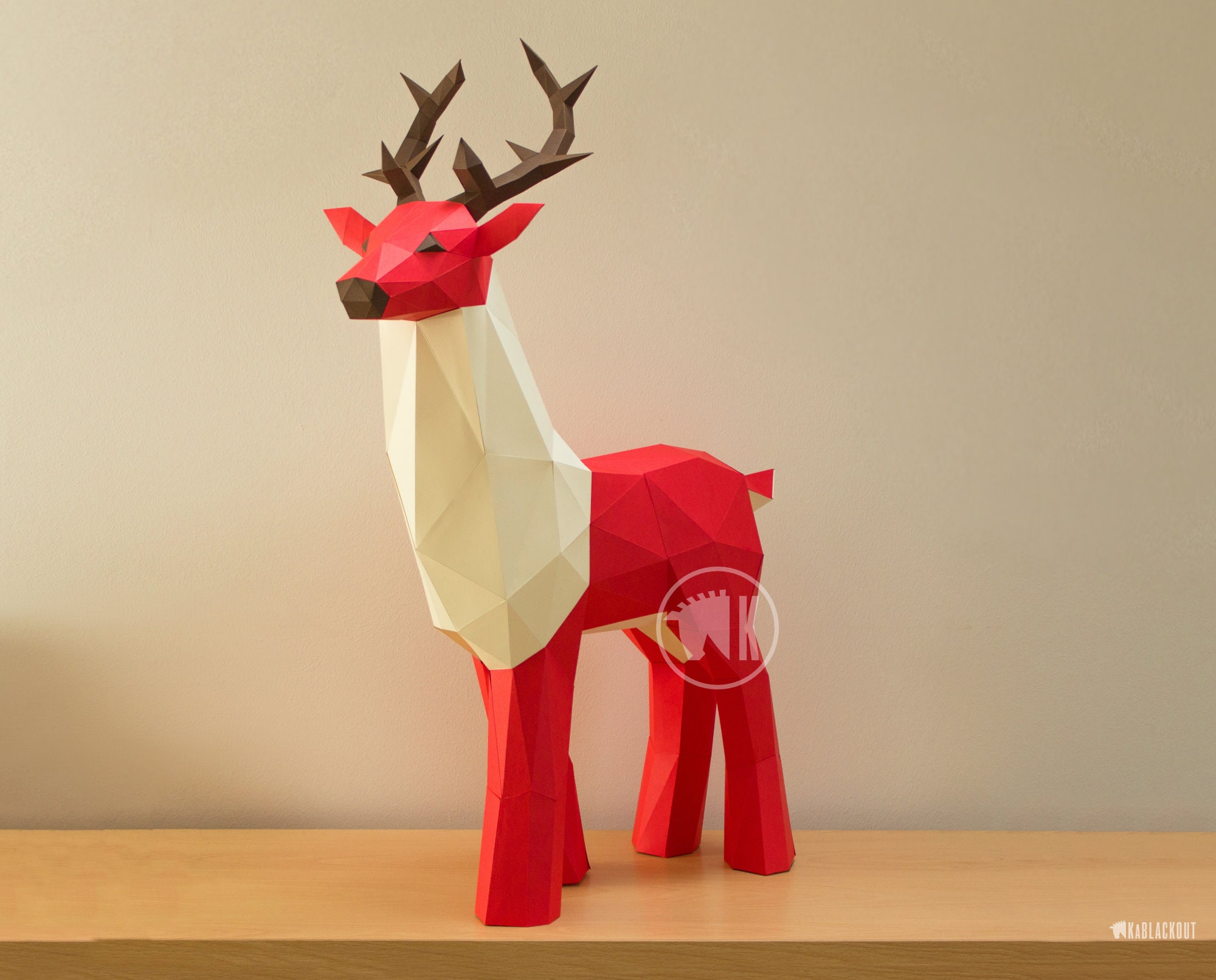 Deer Stag Papercraft Template DIY Papercraft Deer Stag Low - Etsy Canada