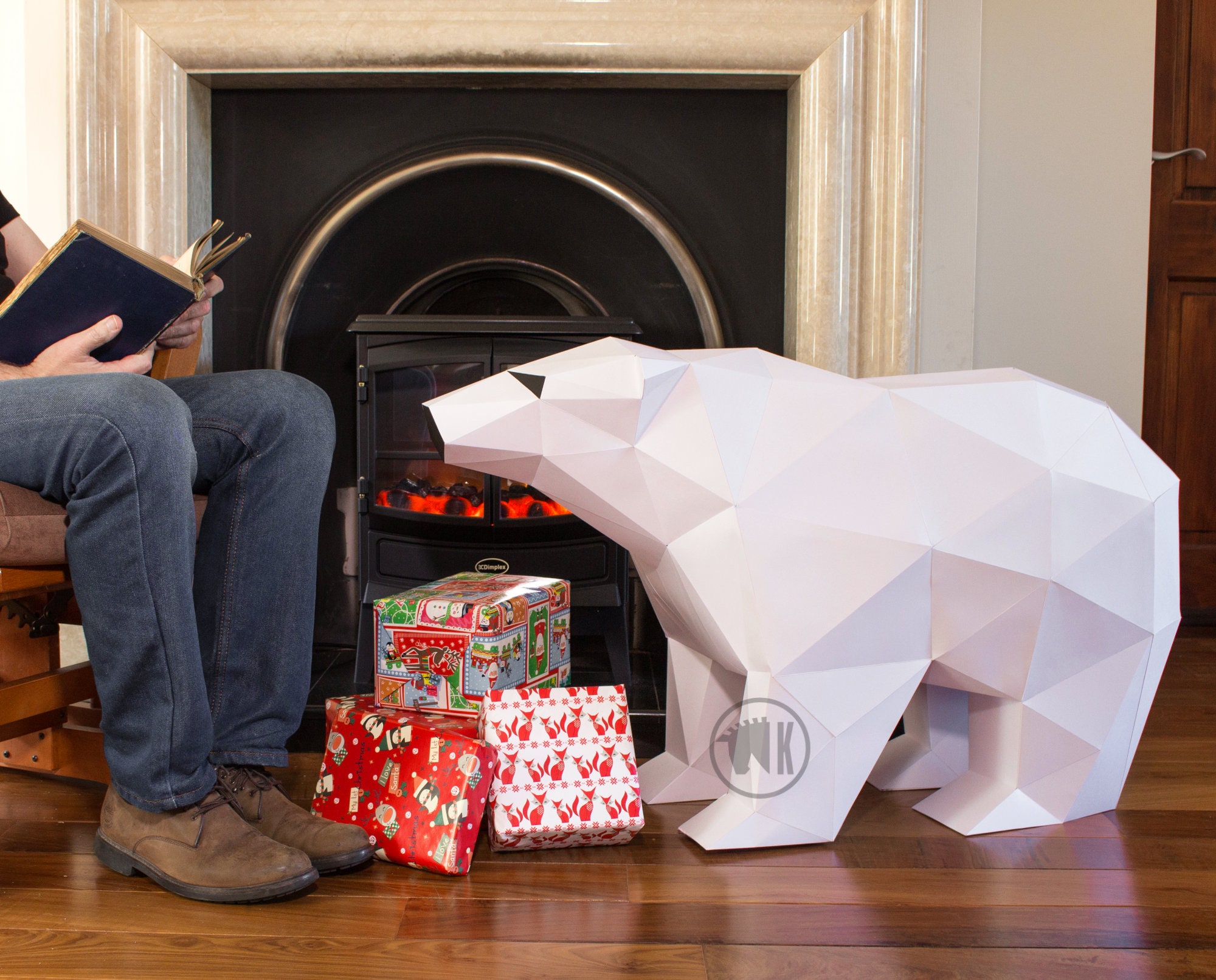 XL Polar Bear Template Polar Bear Papercraft Pattern DIY Low | Etsy