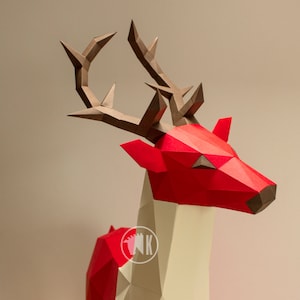 Deer Stag Papercraft Template, DIY Papercraft Deer Stag, Low Poly Deer ...