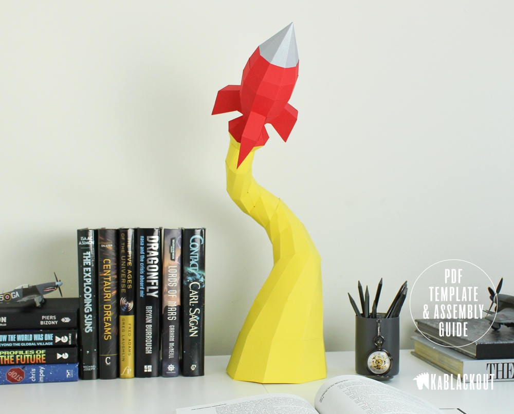 Low Poly Papercraft Rocket Paper Rocket Desk Decor Paper - Etsy UK