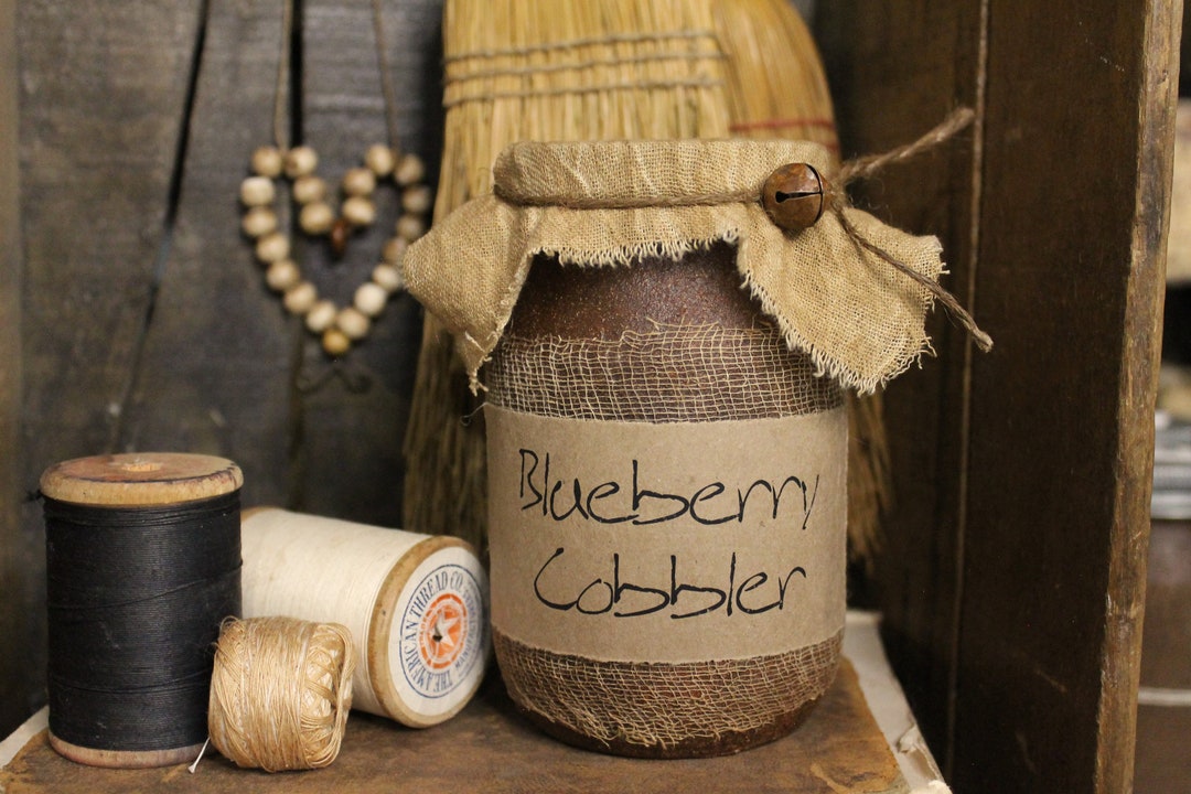Blueberry Cobbler Primitive Jar Candle by Black Crow Candle Company - Etsy