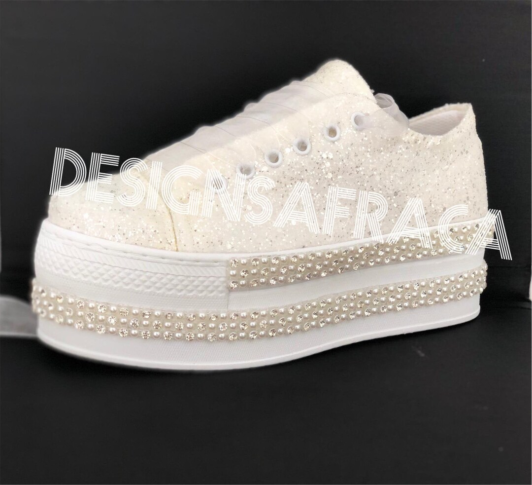 Platform Conversebridal Shoes Glitter Shoes Bridal - Etsy