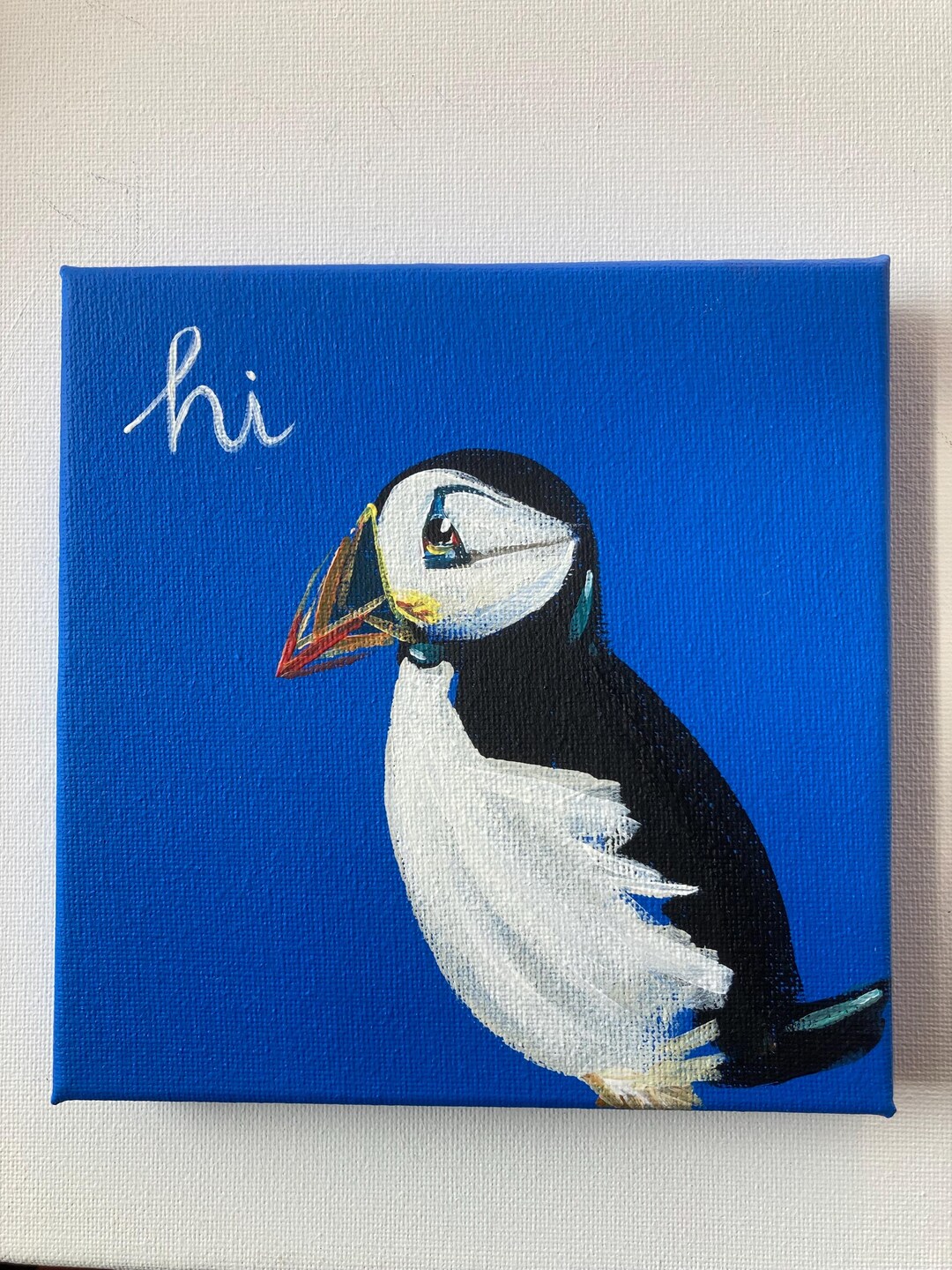 Original Art Puffin Blue - Etsy