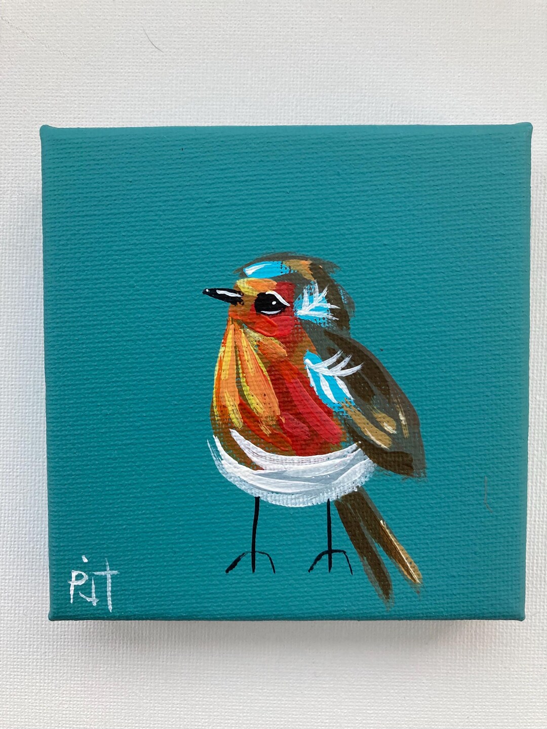 Original Art Robin Teal - Etsy
