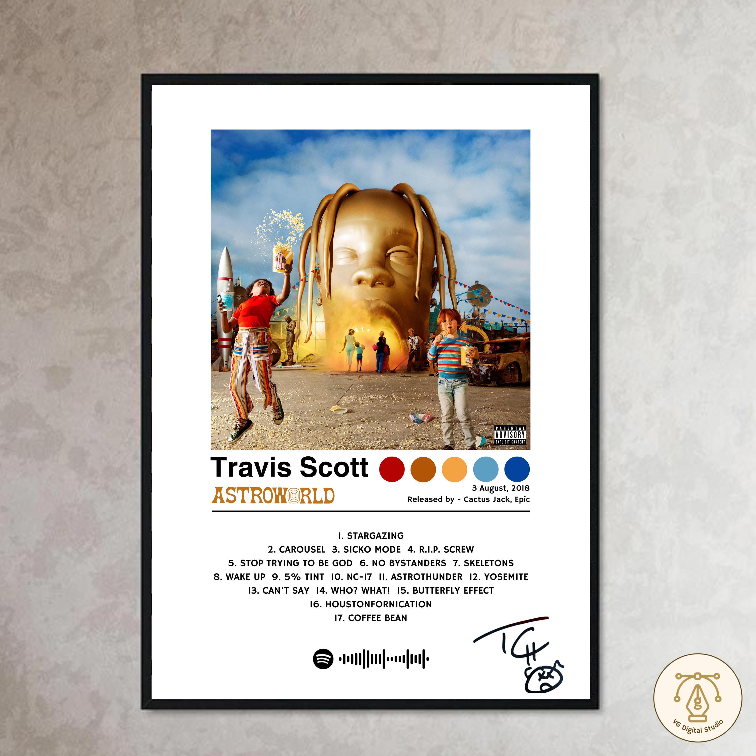 Travis Scott Album Cover Poster, Set of 3 Vinyl Digital Prints, Rap Hip ...