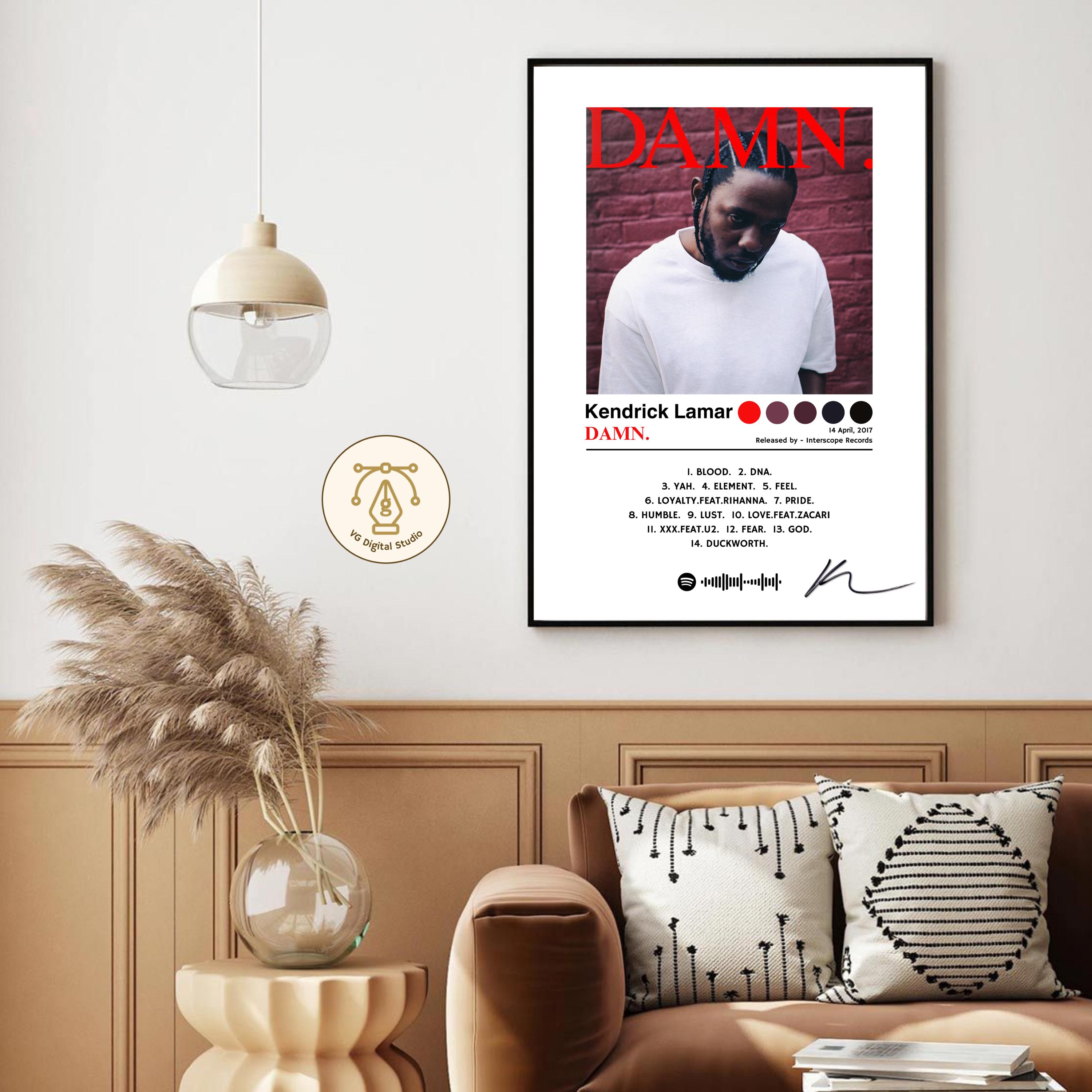 Kendrick Lamar Damn Album Cover Poster, Vinyl Digital Print, Rap Hip ...