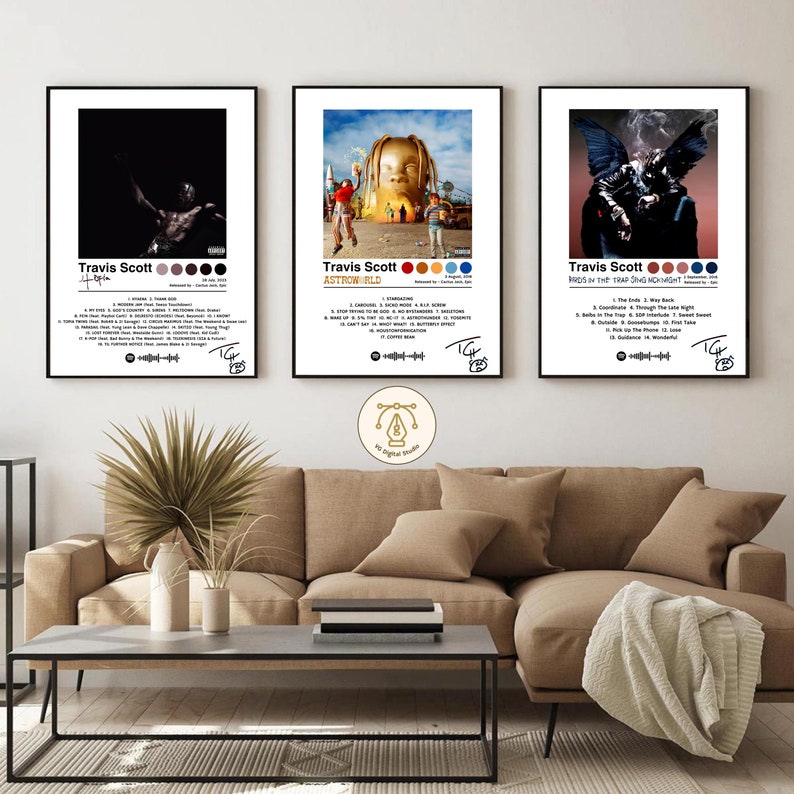 Travis Scott Album Cover Poster, Set of 3 Vinyl Digital Prints, Rap Hip ...