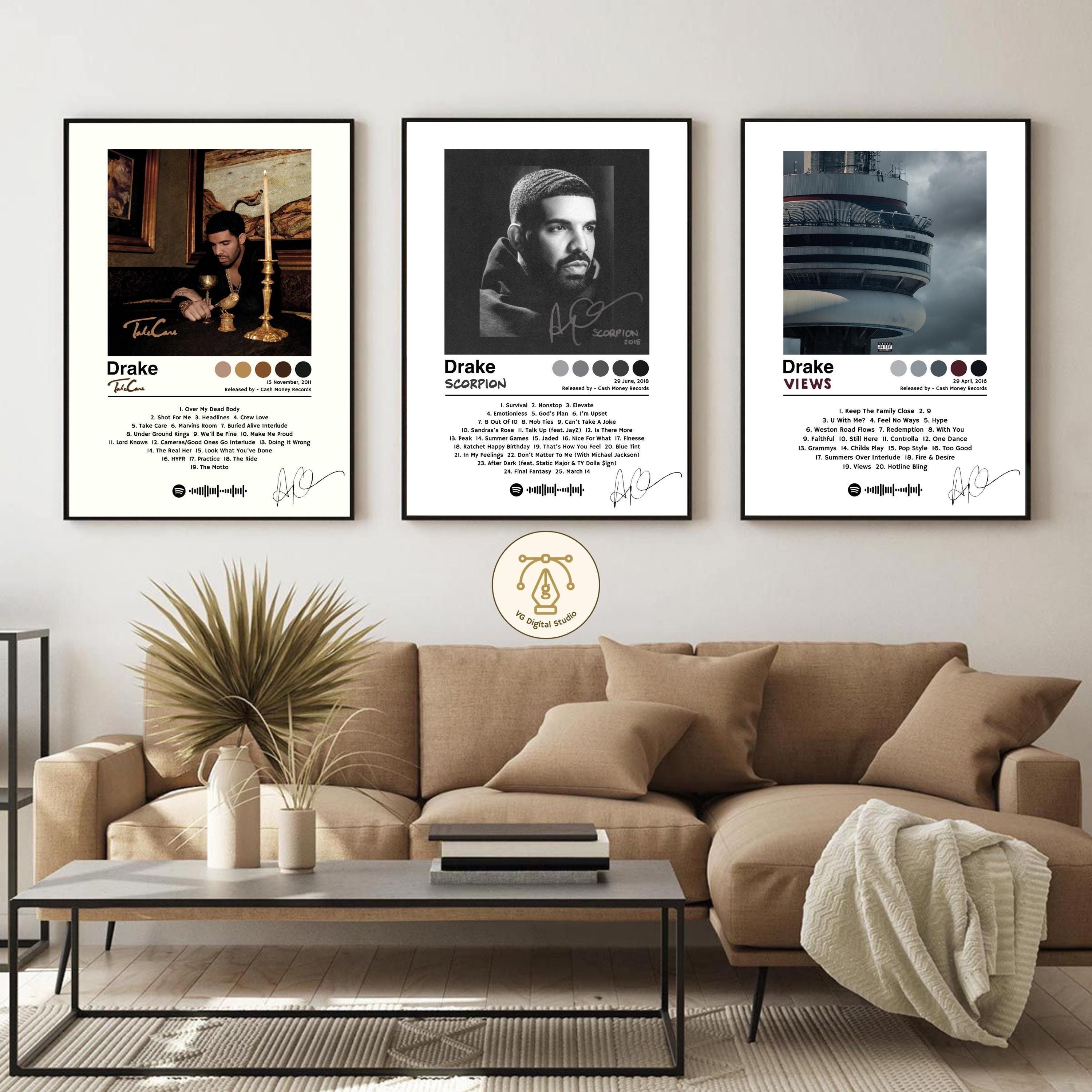 Drake Album Cover Poster, Set of 3 Album Vinyl Digital Prints, Rap Hip ...