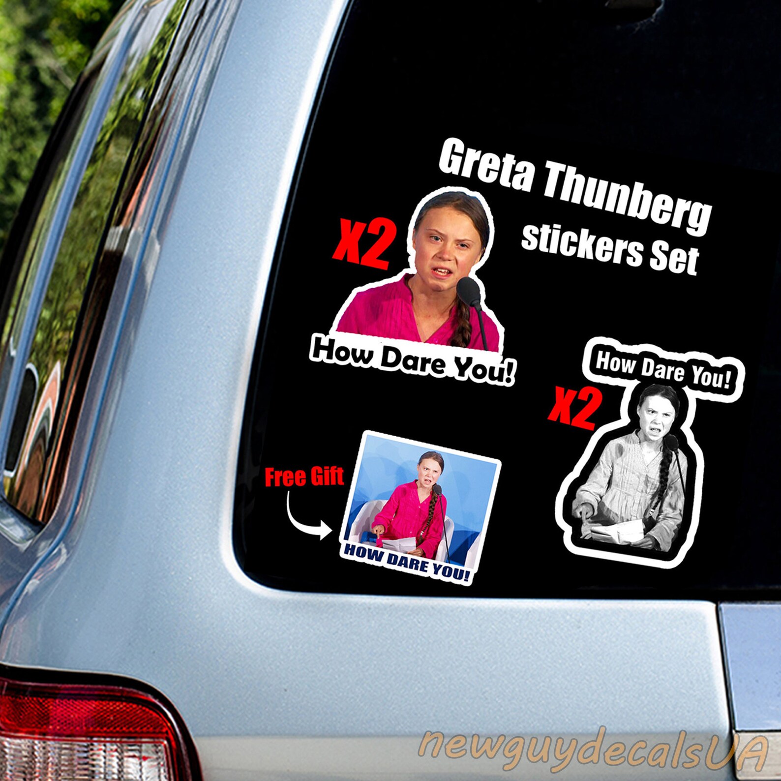 Set Of How Dare You meme Greta Thunberg car sticker decal | Etsy