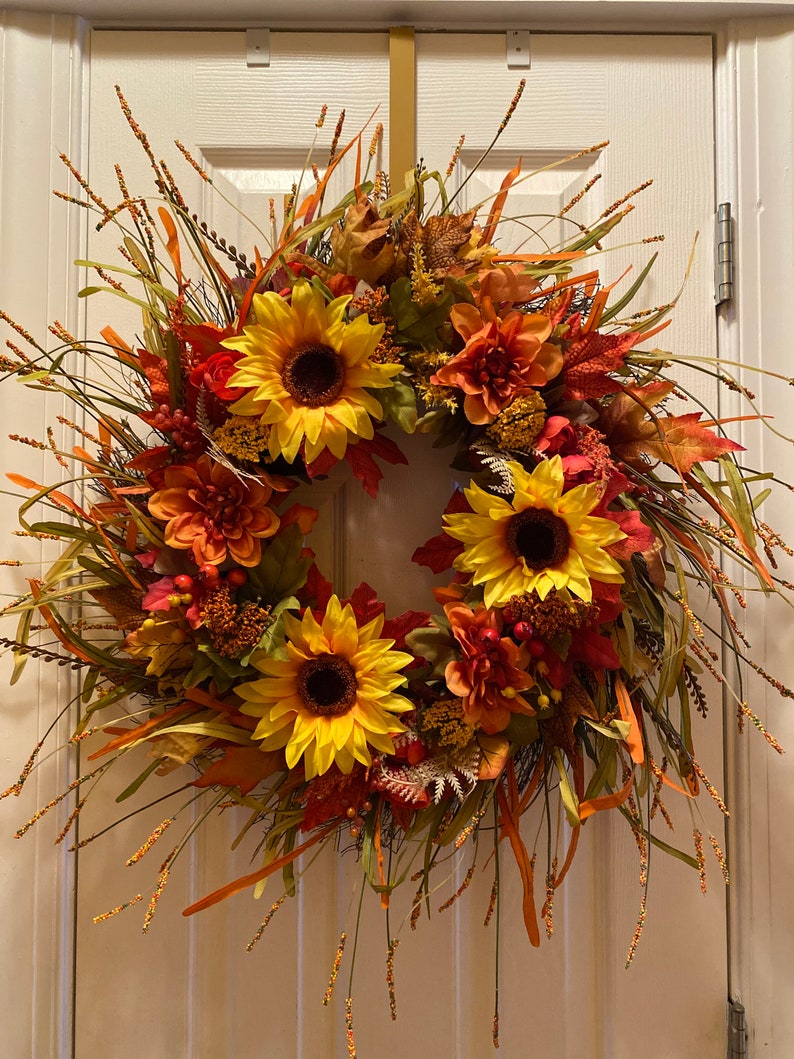 Fall Sunflower Door Wreath: Autumn Harvest Decor - Etsy