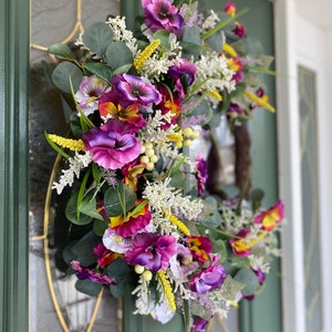Pansy Wreaths Spring Wreath for Front Door Spring Wreaths Spring Door ...