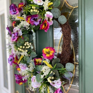 Pansy Wreaths - Spring Wreath for Front Door - Spring Wreaths - Spring ...