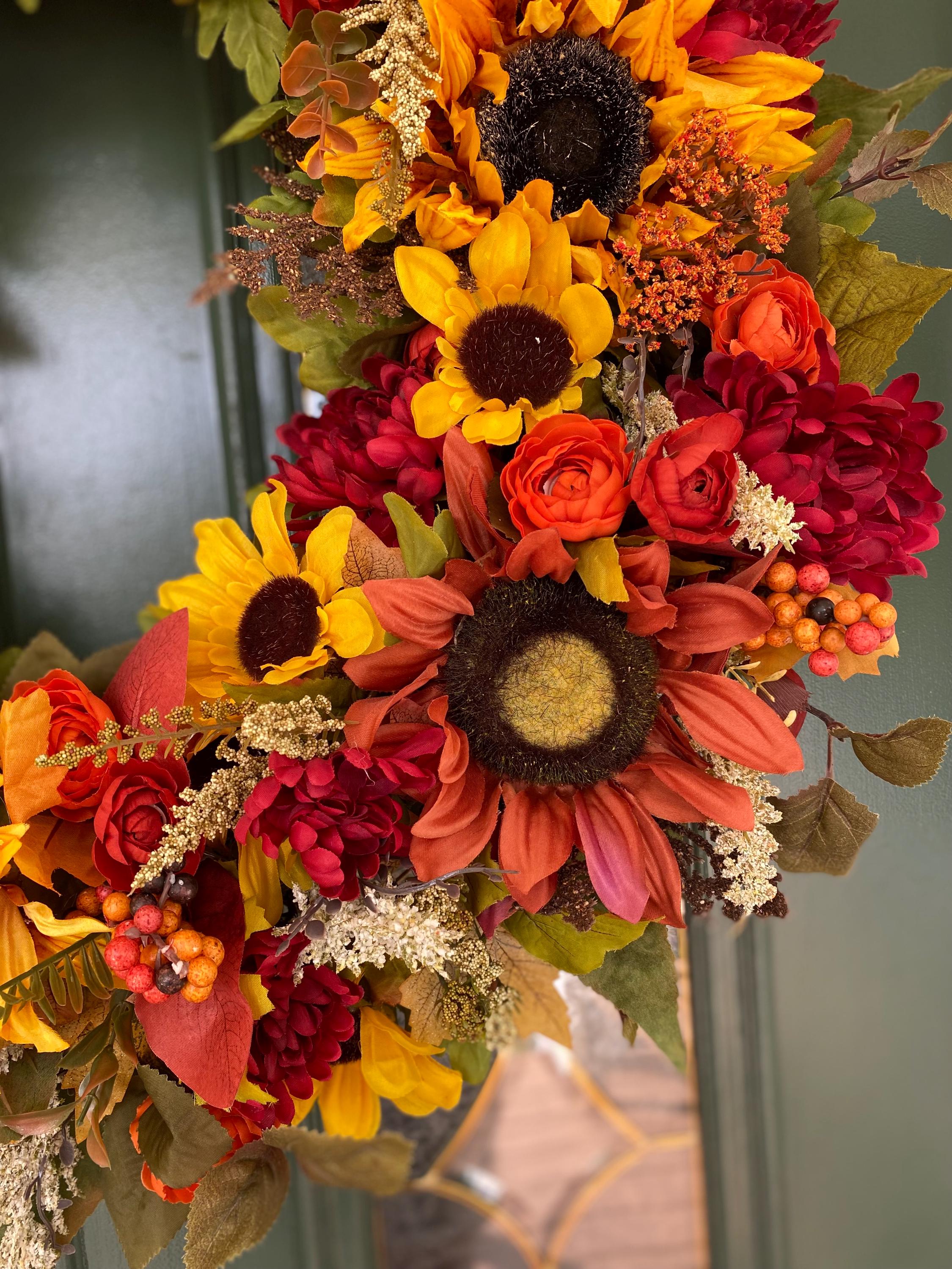 Extra Large Sunflower Fall Wreath – Autumn Front Door Decor - Etsy