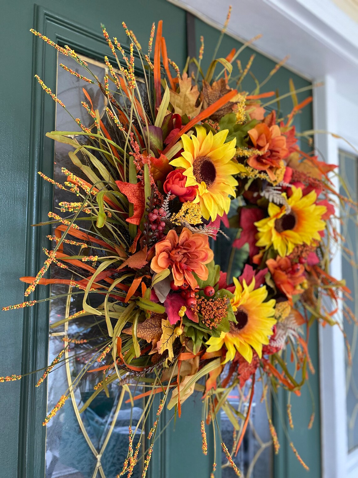 Fall Sunflower Door Wreath: Autumn Harvest Decor - Etsy