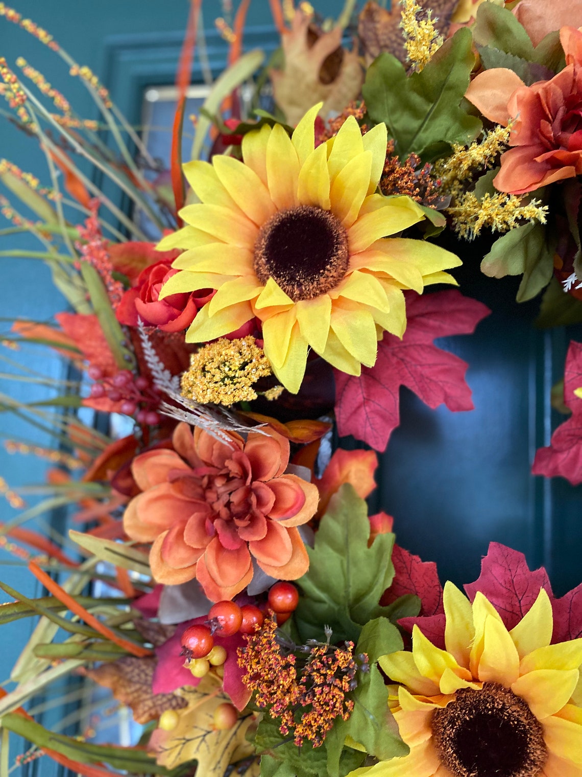 Fall Sunflower Door Wreath: Autumn Harvest Decor - Etsy