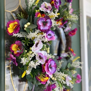 Pansy Wreaths - Spring Wreath for Front Door - Spring Wreaths - Spring ...