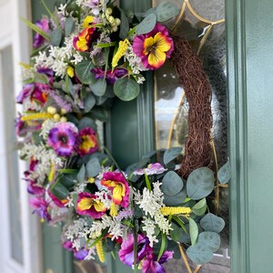 Pansy Wreaths Spring Wreath for Front Door Spring Wreaths Spring Door ...