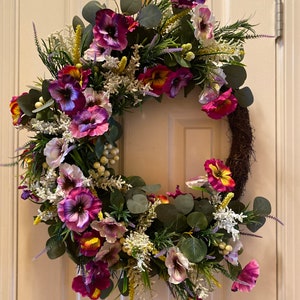 Pansy Wreaths - Spring Wreath for Front Door - Spring Wreaths - Spring ...