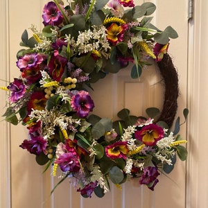 Pansy Wreaths Spring Wreath for Front Door Spring Wreaths Spring Door ...