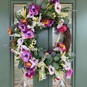 Pansy Wreaths - Spring Wreath for Front Door - Spring Wreaths - Spring ...