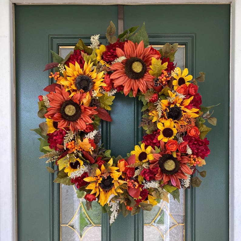 Extra Large Sunflower Fall Wreath – Autumn Front Door Decor - Etsy