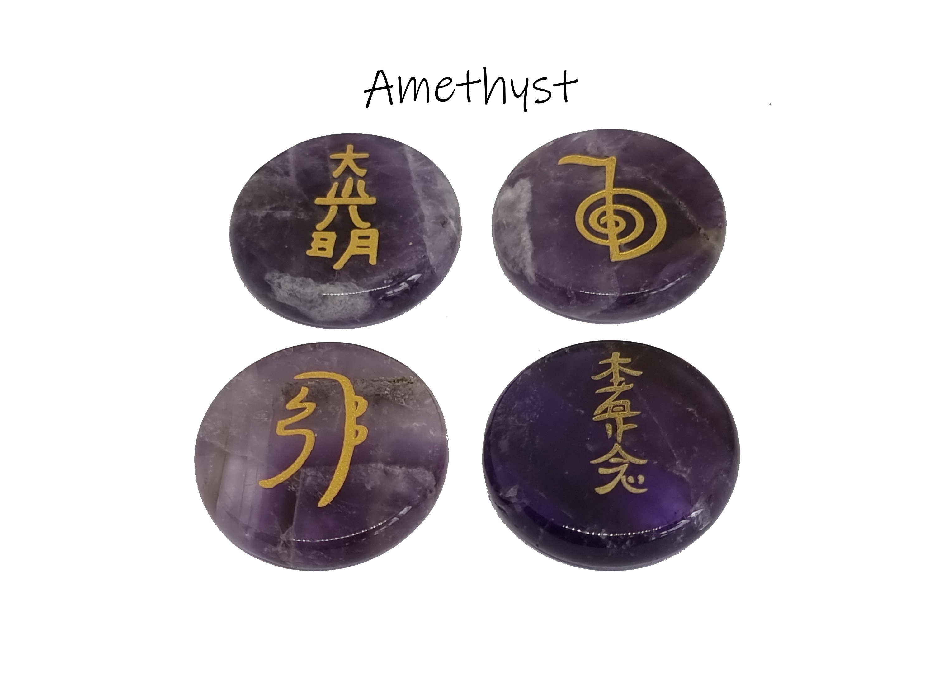 4 Reiki Symbols Engraved Gemstone Palm Stone Natural Divination ...