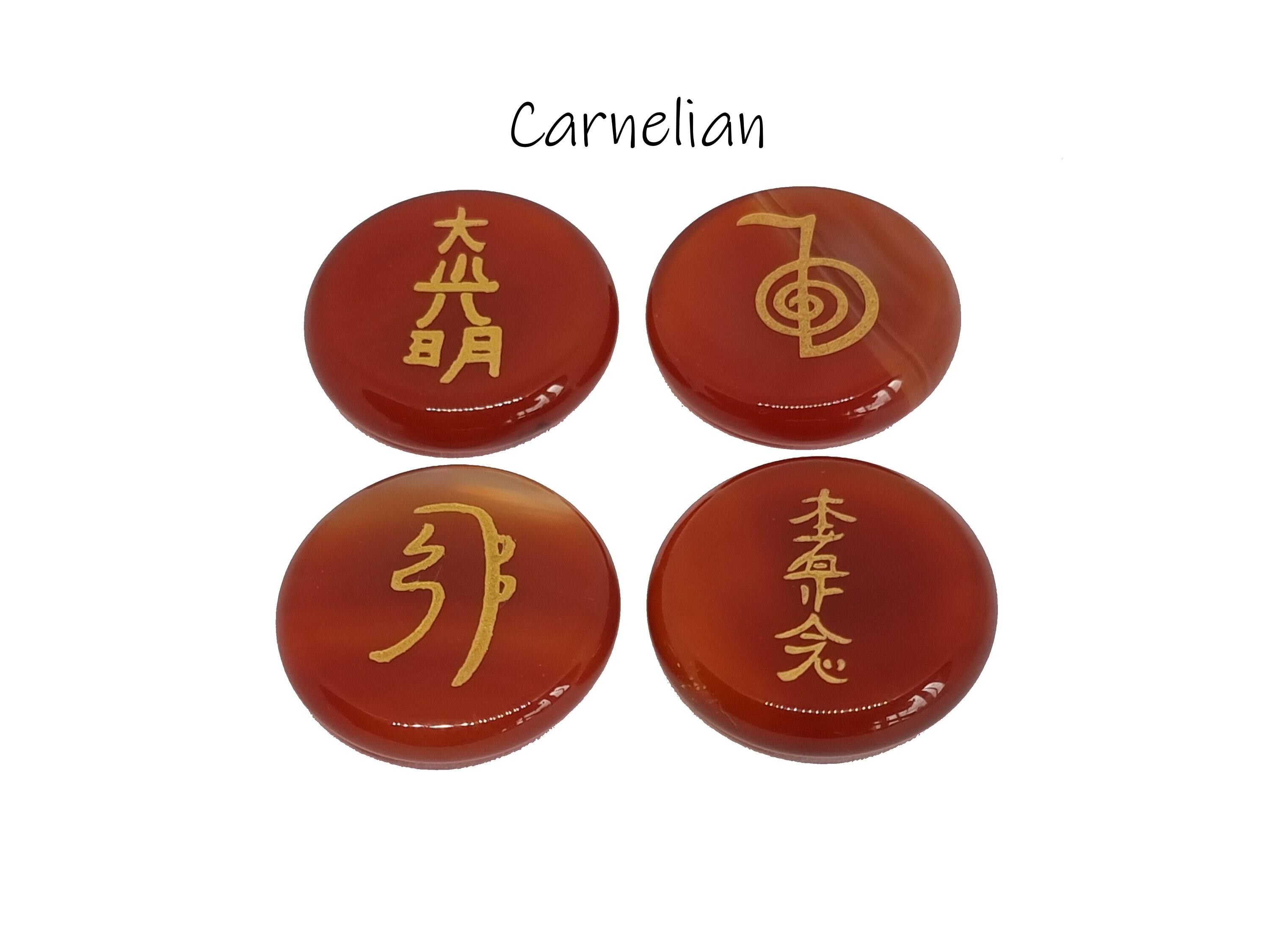 4 Reiki Symbols Engraved Gemstone Palm Stone Natural Divination ...