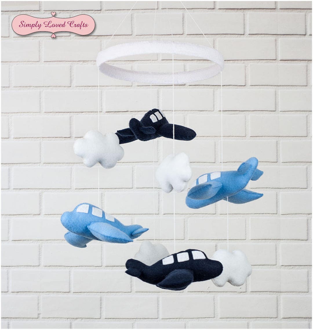 Airplane Mobile/airplanes Clouds Mobile/hoop Mobile/felt Mobile/cot ...