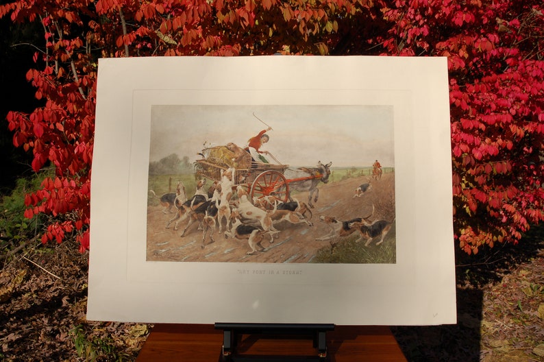 Any Port in a Storm by Alfred W Strutt Hand Colored Engraving Hunt ...