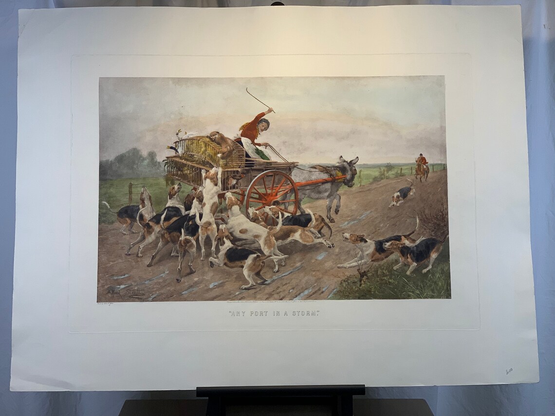 Any Port in a Storm by Alfred W Strutt Hand Colored Engraving Hunt ...