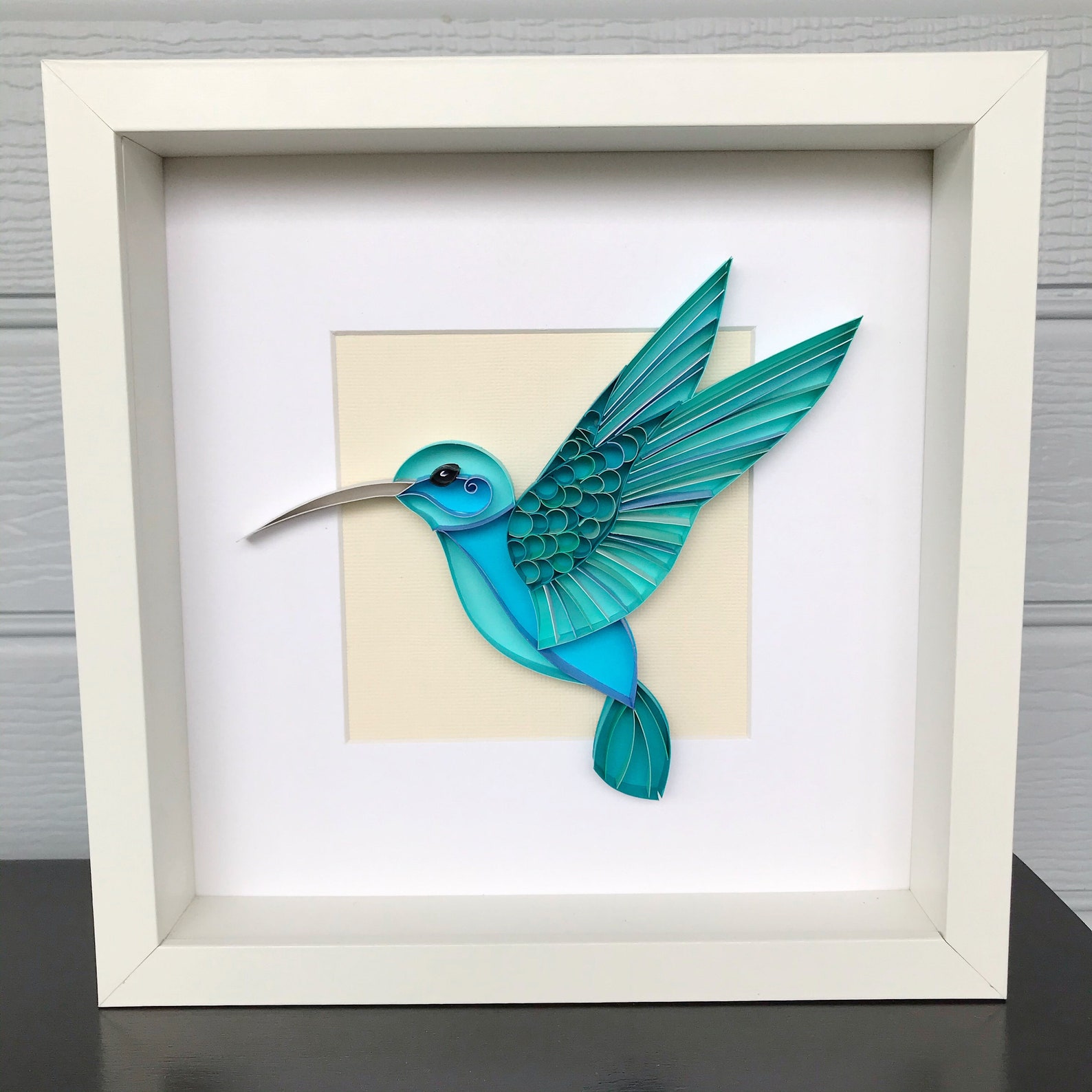 Hummingbird Framed 3D Paper Art Original Artwork blue | Etsy
