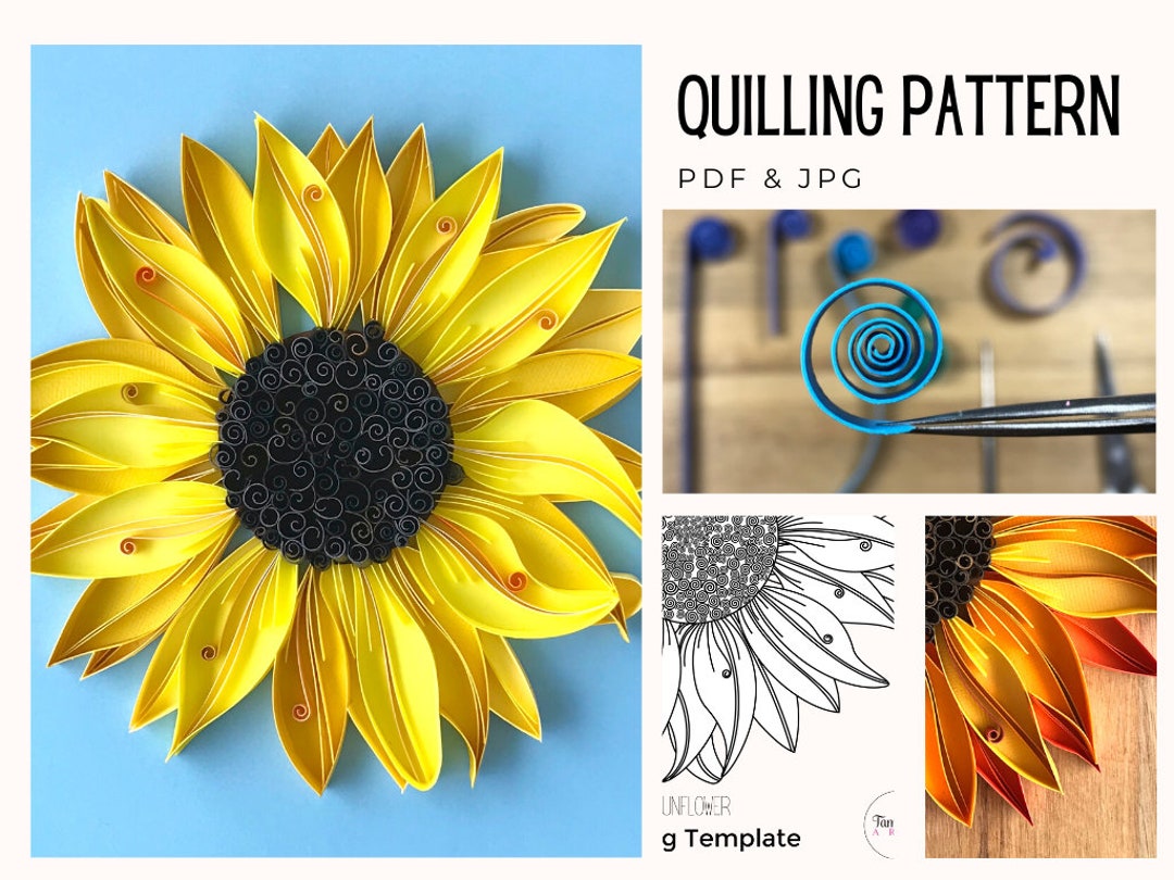 Quilling Sunflower Pattern and Tutorial Video - PDF & SVG Files ...