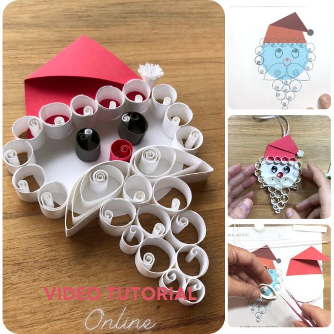 Quilling Santa - PDF File & Online Video, Pattern and Template - Step ...