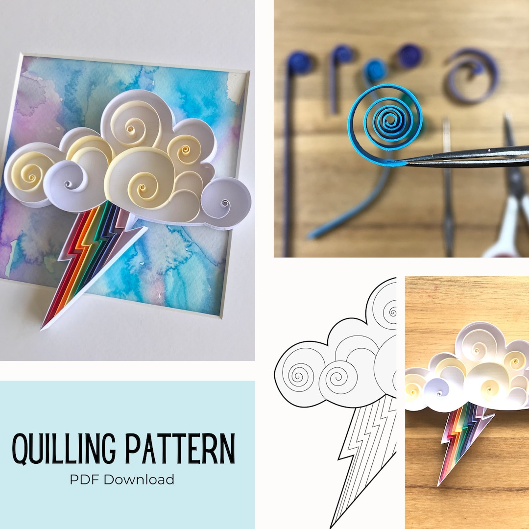Quilling Rainbow Cloud - PDF File , Beginner Pattern and Template, Easy ...